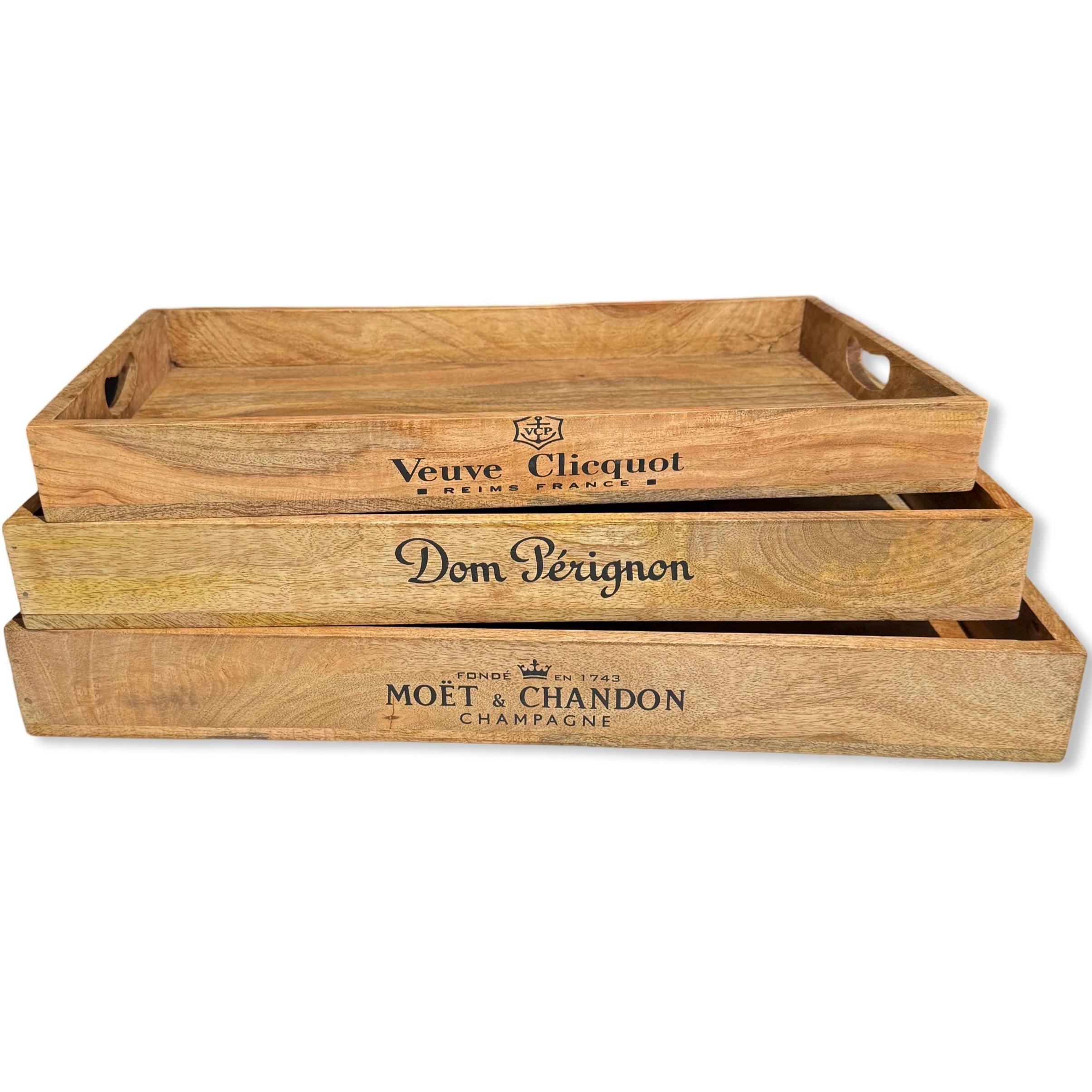 Moët & Chandon Wooden Serving Trays Champagne Butlers Crates Storage B ...