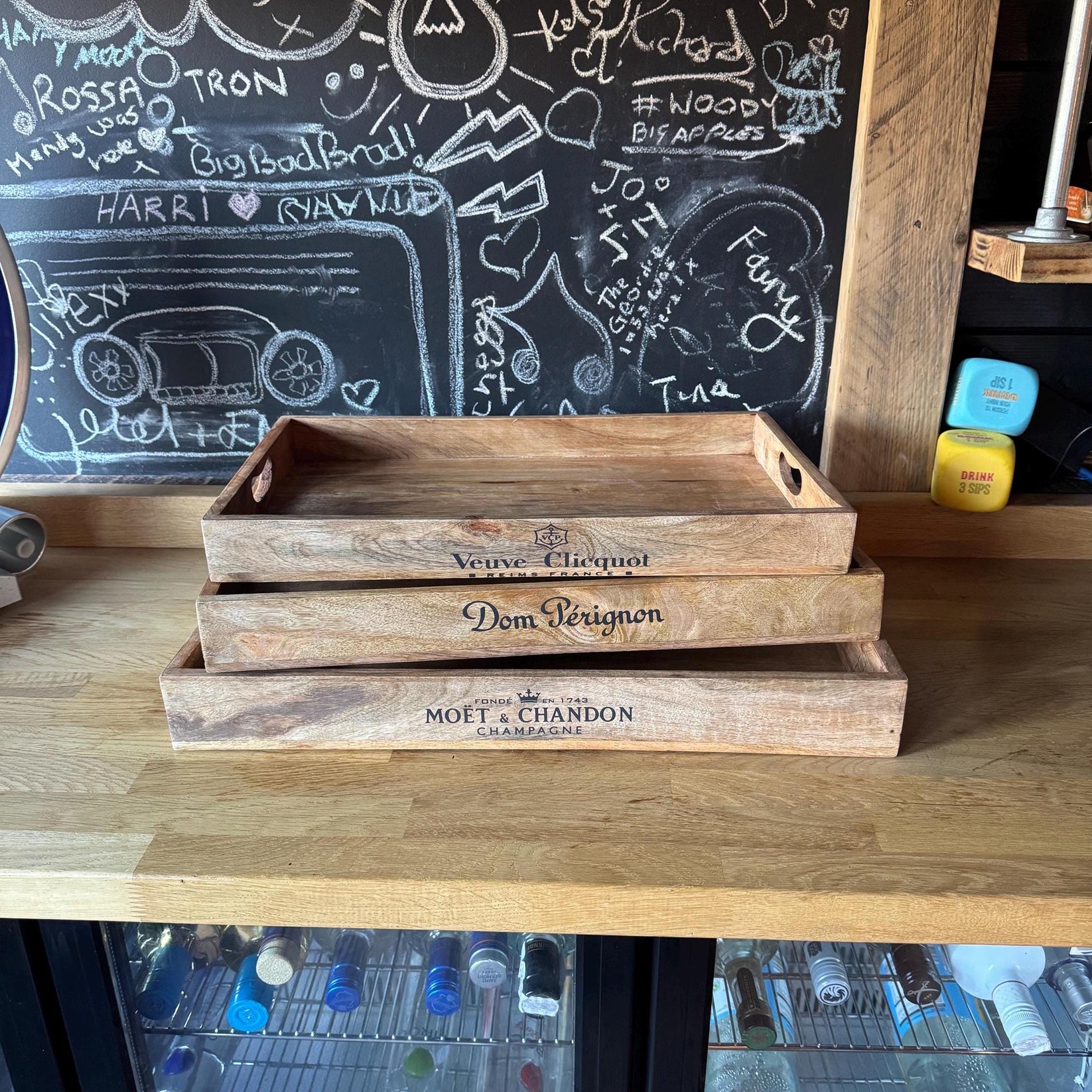 Moët & Chandon Wooden Serving Trays Champagne Butlers Crates Storage B ...