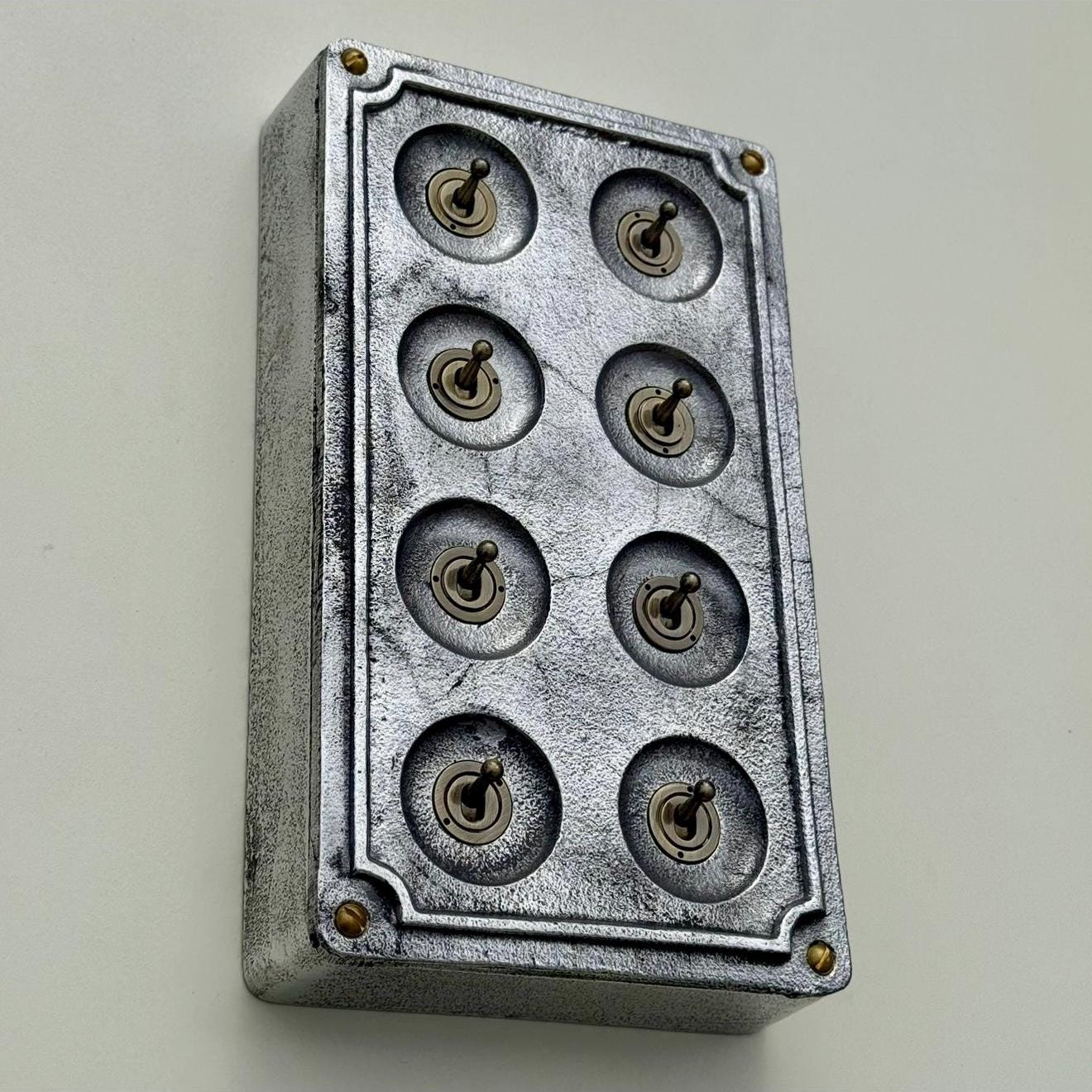 8 Gang 2 Way Solid Cast Metal Conduit Light Switch Industrial - Vintag ...
