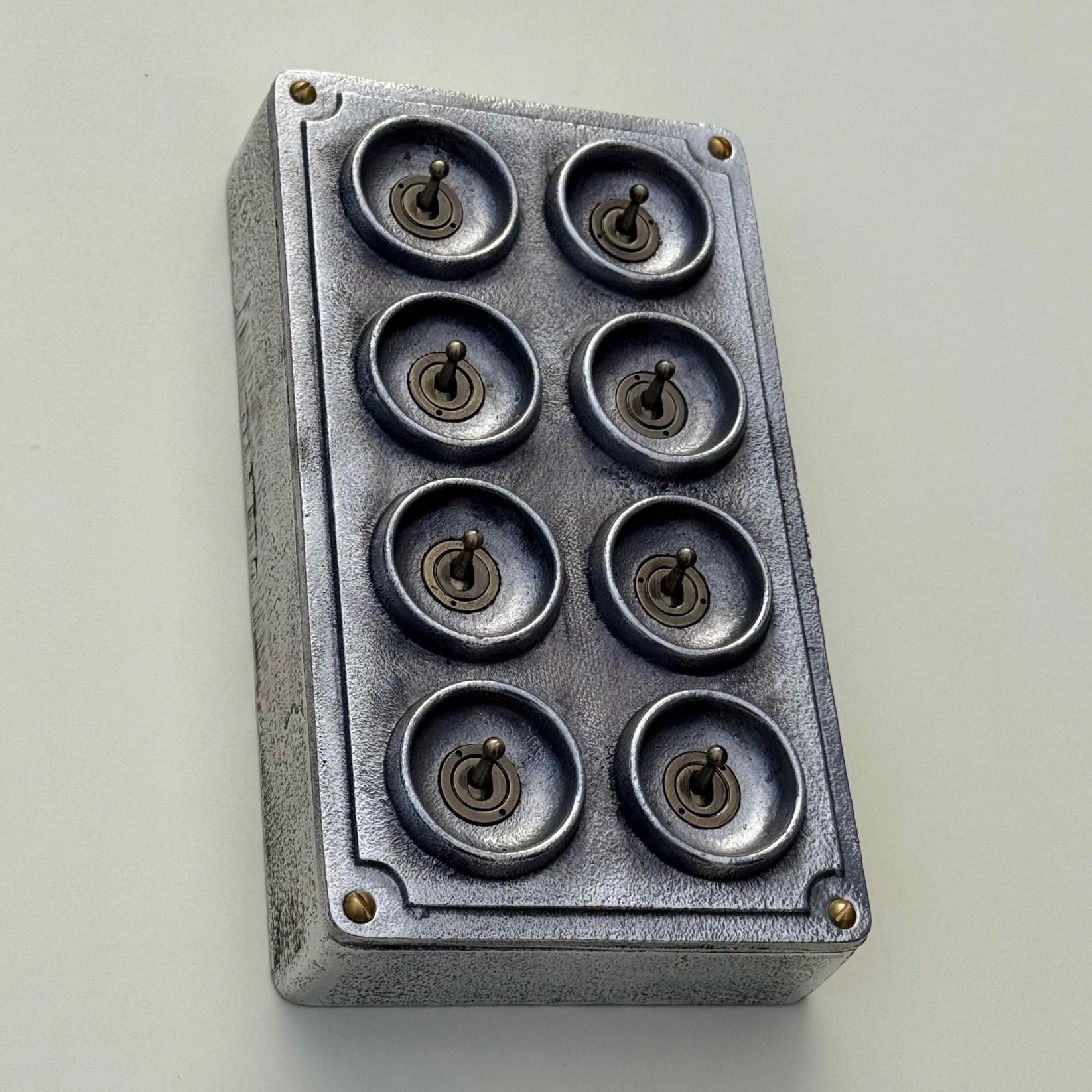 8 Gang 2 Way Solid Cast Metal Conduit Light Switch Industrial - Vintag ...