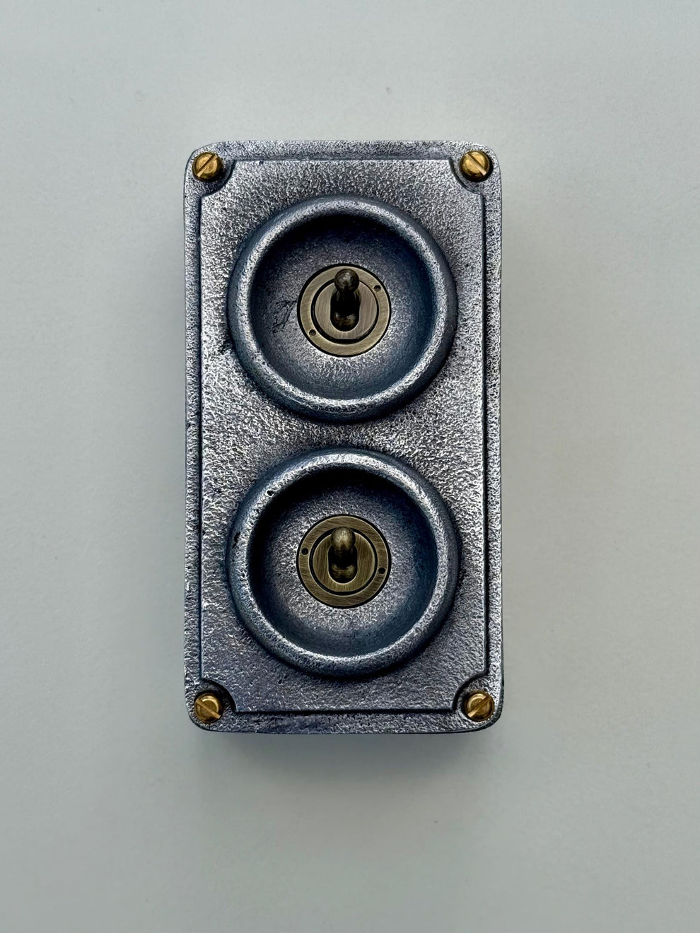 Double 2 Gang Cast Metal Light Switch | Industrial 2 Way Toggle Switch ...
