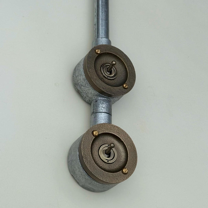 Double Gang Solid Cast Conduit Metal Light Switch Industrial 2 Way - V ...