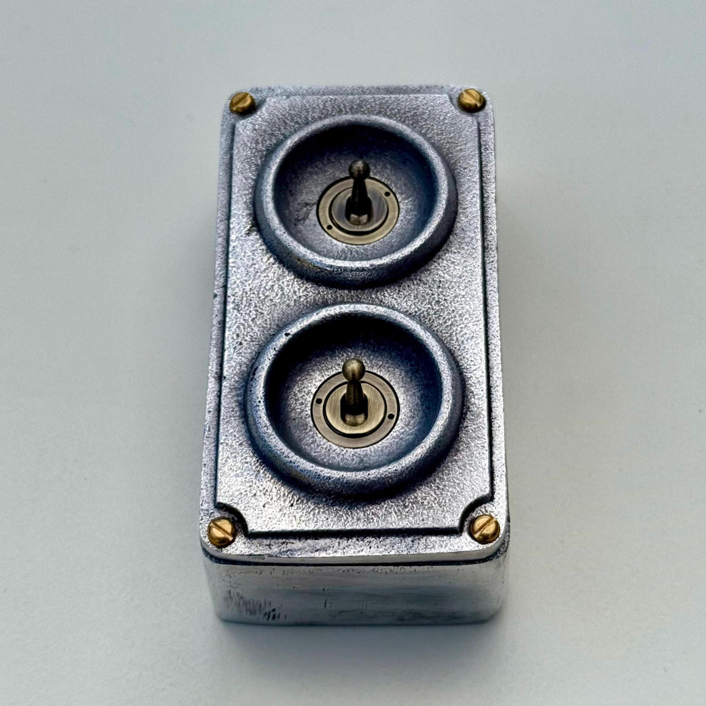 Double 2 Gang Cast Metal Light Switch | Industrial 2 Way Toggle Switch ...