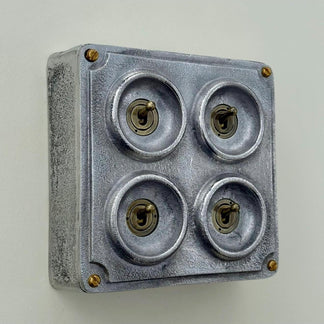 4 Gang 2 Way Solid Cast Metal Conduit Light Switch Industrial - Vintag ...