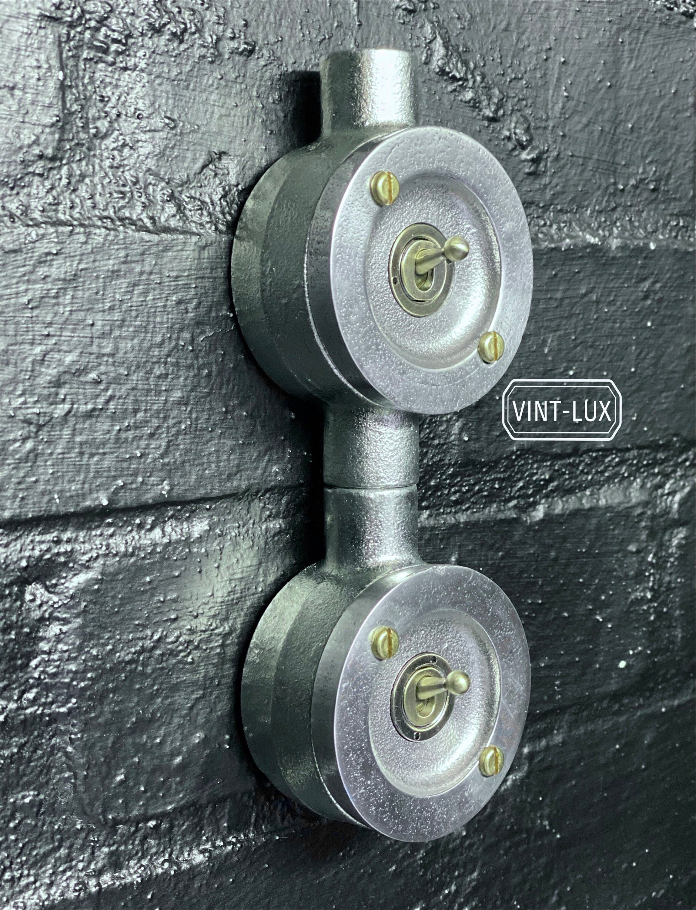 Double Gang Solid Cast Conduit Metal Light Switch Industrial 2 Way - B ...