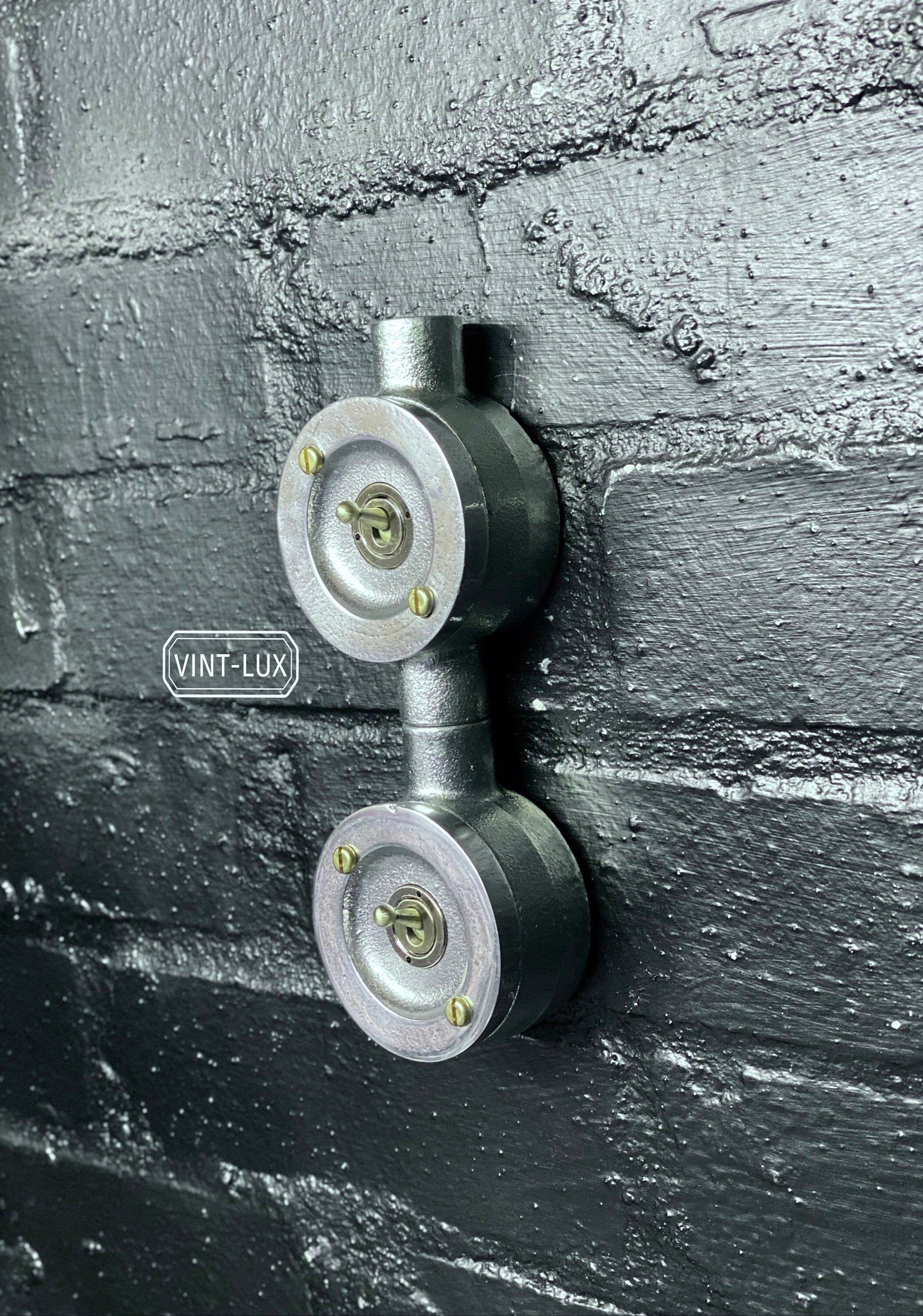 Double Gang Solid Cast Conduit Metal Light Switch Industrial 2 Way - B ...