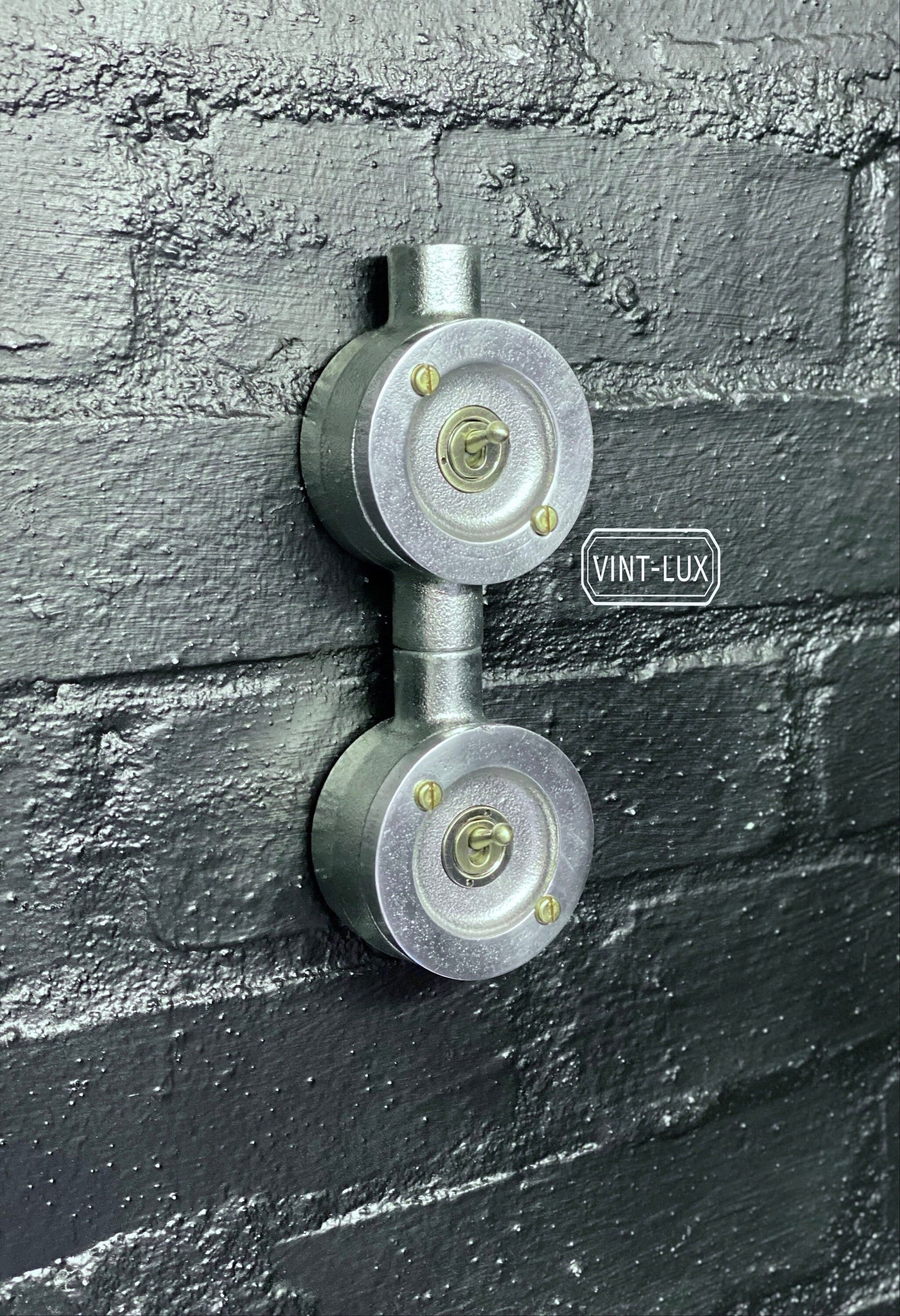 Double Gang Solid Cast Conduit Metal Light Switch Industrial 2 Way - B ...