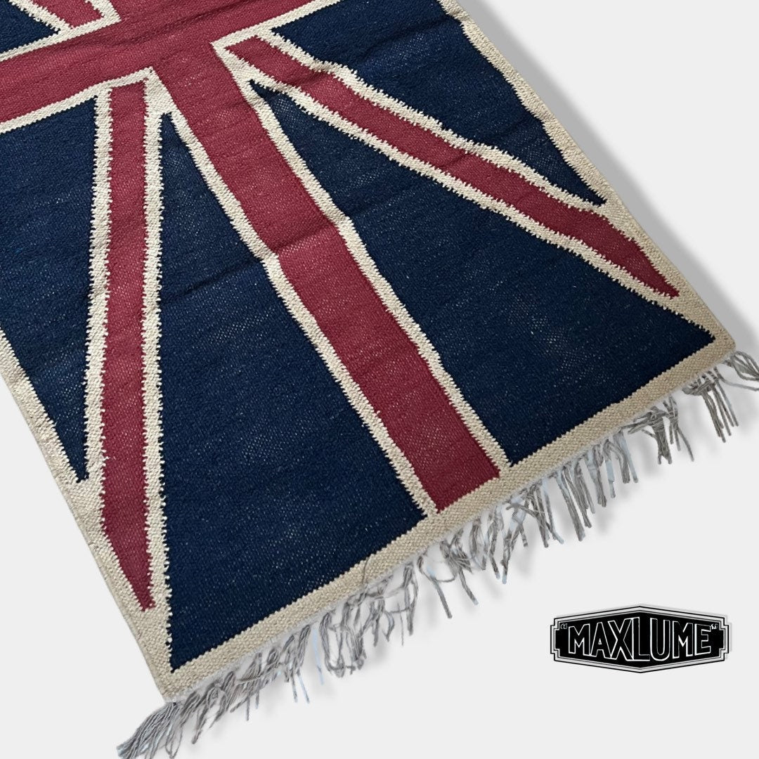 Union Jack Rug Handmade Jute British Flag Design knotted Reversible ...