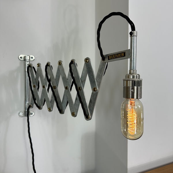 Alby Shade ~ Scissor Arm Solid Industrial Wall Light | Bedroom Reading ...