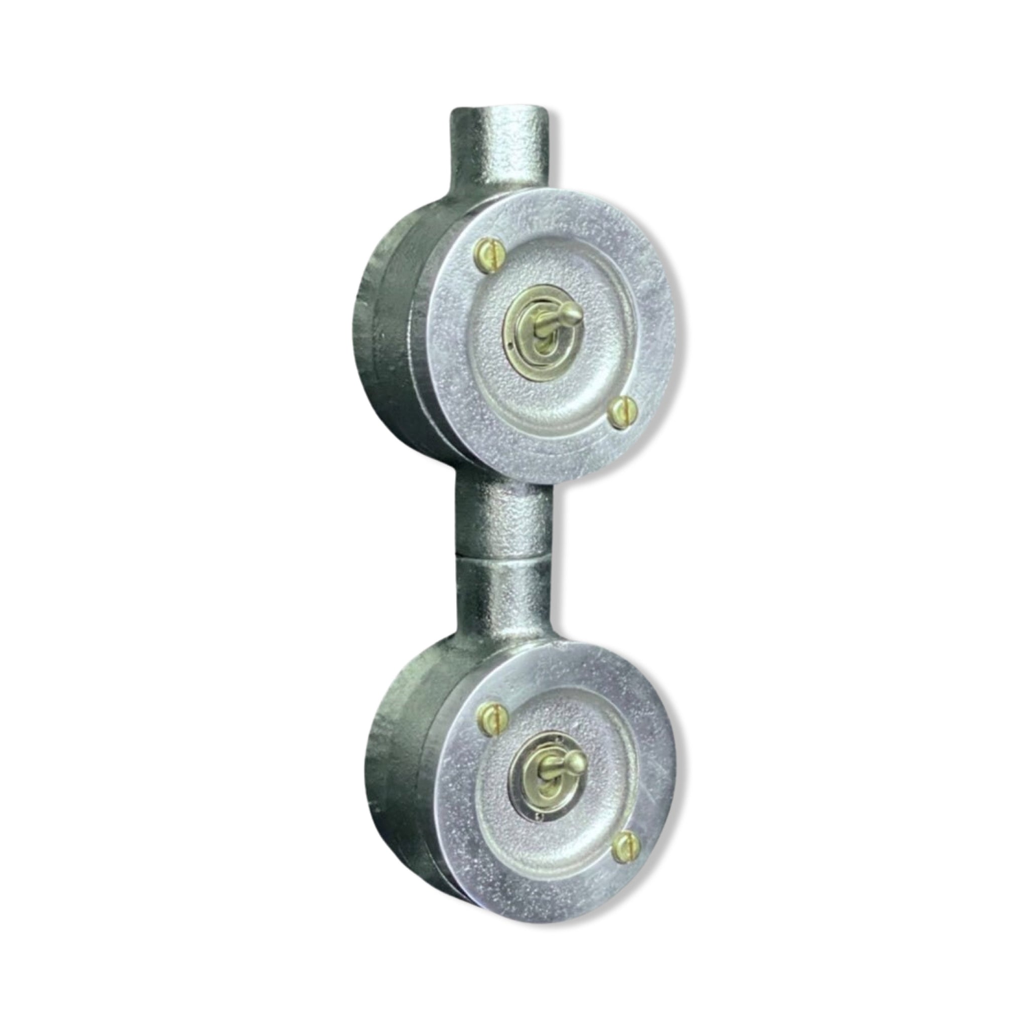 Double Gang Solid Cast Conduit Metal Light Switch Industrial 2 Way - B ...