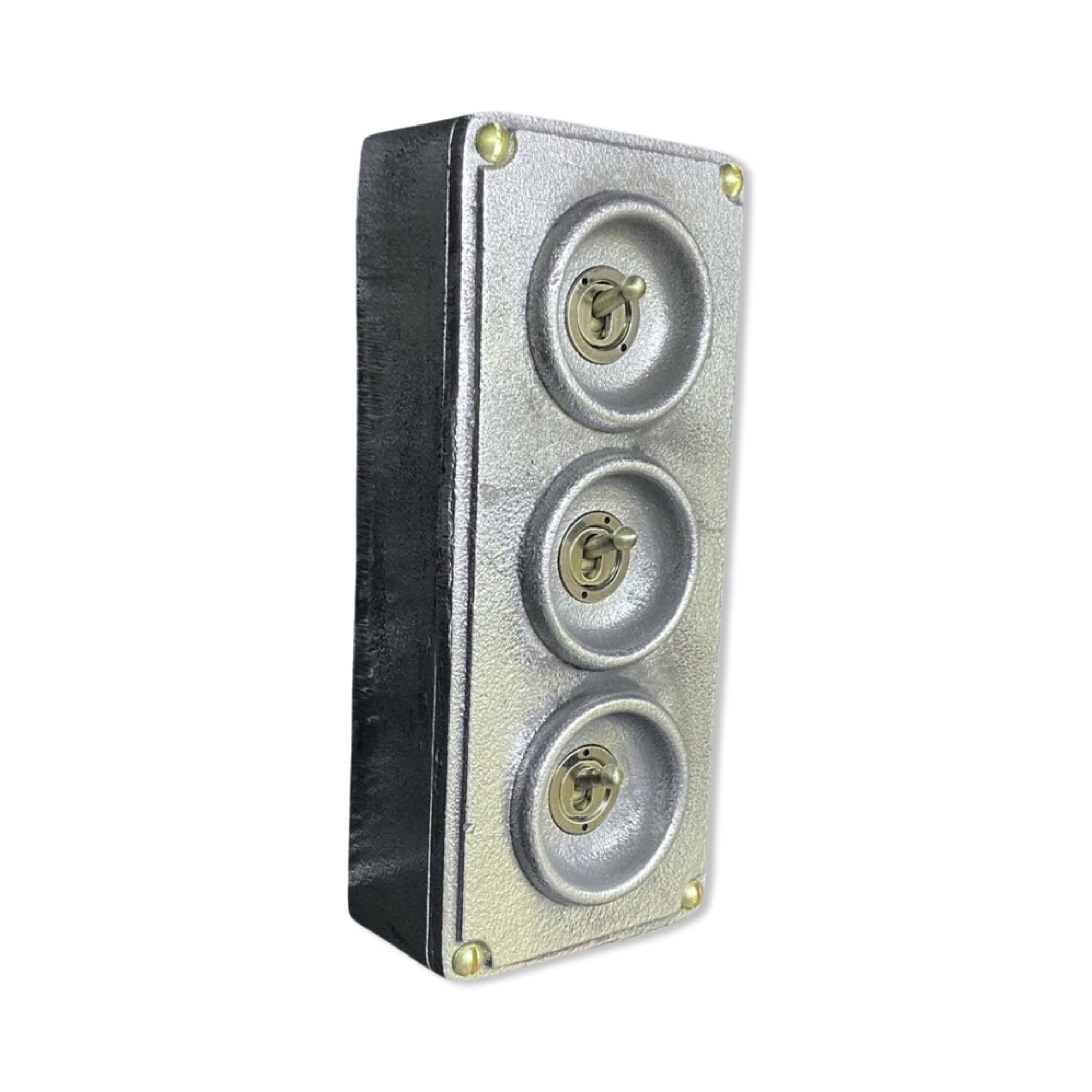 3 Gang 2 Way Solid Cast Metal Surface Mounting Light Switch Industrial ...